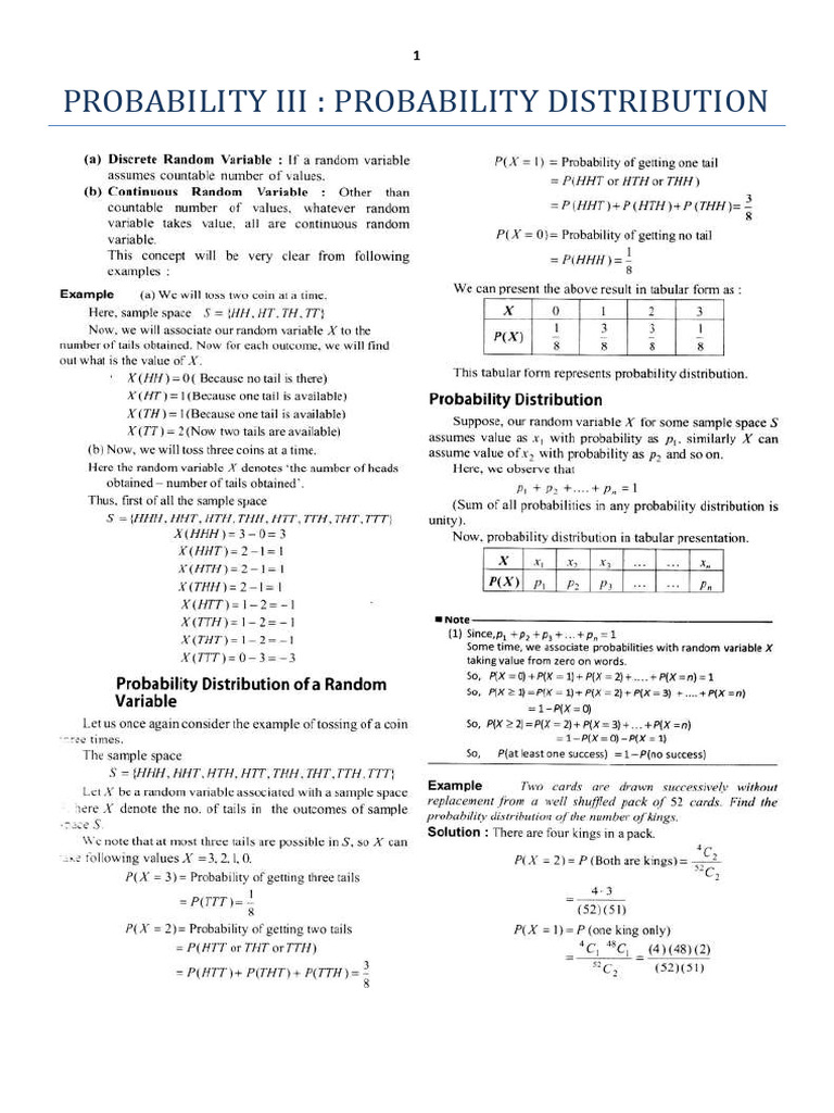 Probability III Distribution | PDF | Variance | Standard Deviation