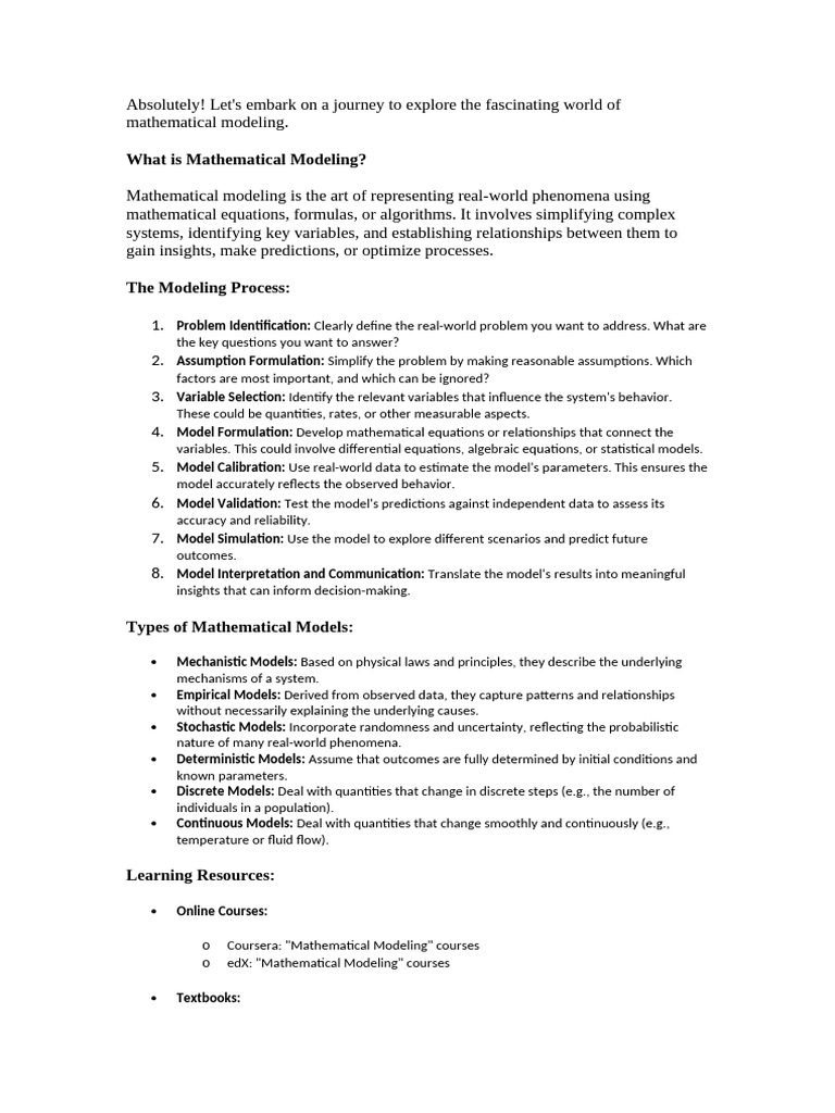 Mathematical Modelling | PDF | Mathematical Model | Mathematics Mathematical Modelling | PDF | Mathematical Model | Mathematics