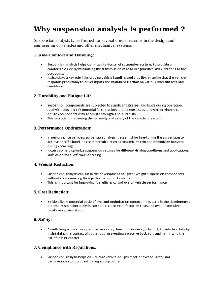 Why suspension analysis is performed | PDF | Simulation | Steering Why suspension analysis is performed | PDF | Simulation | Steering