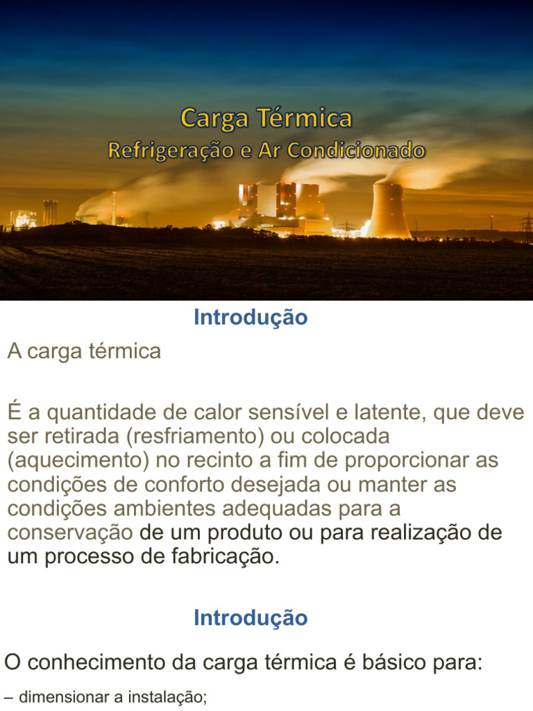 Slide Cálculos de Carga Térmica | PDF | Calor | Transferência de calor