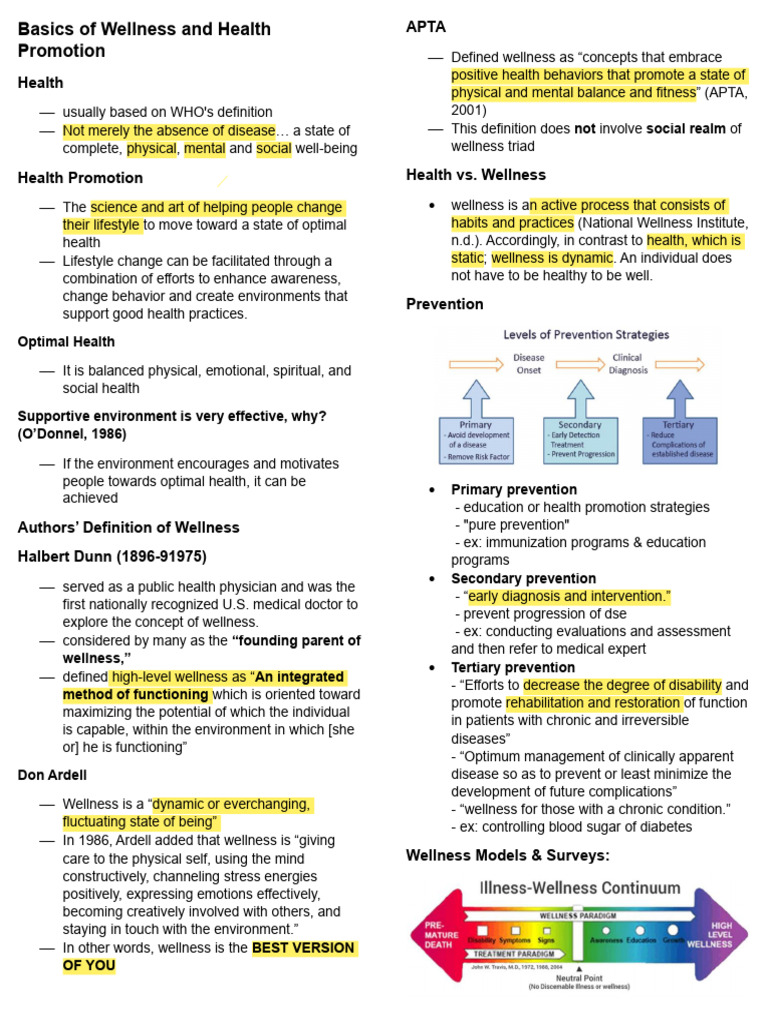 Basics of Wellness & Health Promotion | PDF | Health Promotion ...