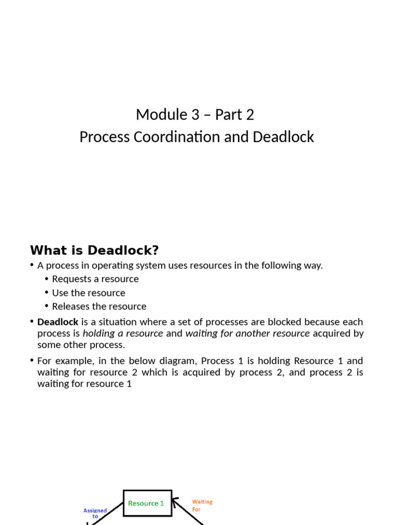 Module 3 Part 2 Process Coordination And Deadlock Pdf Computer Science Computing