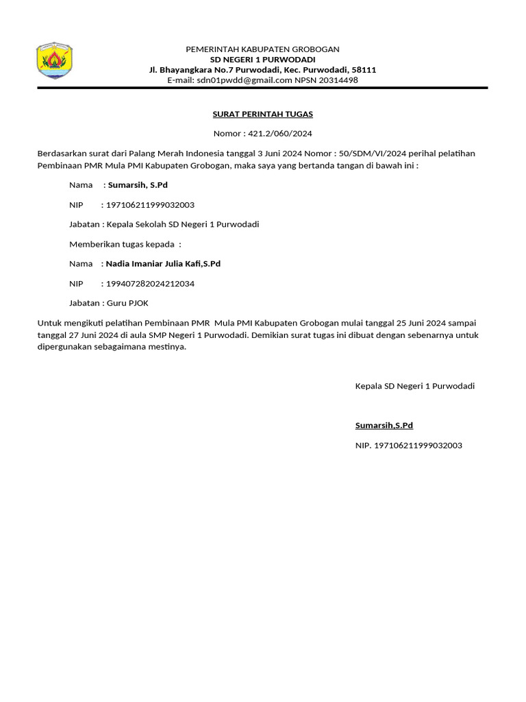 Surat Tugas Pmi | PDF