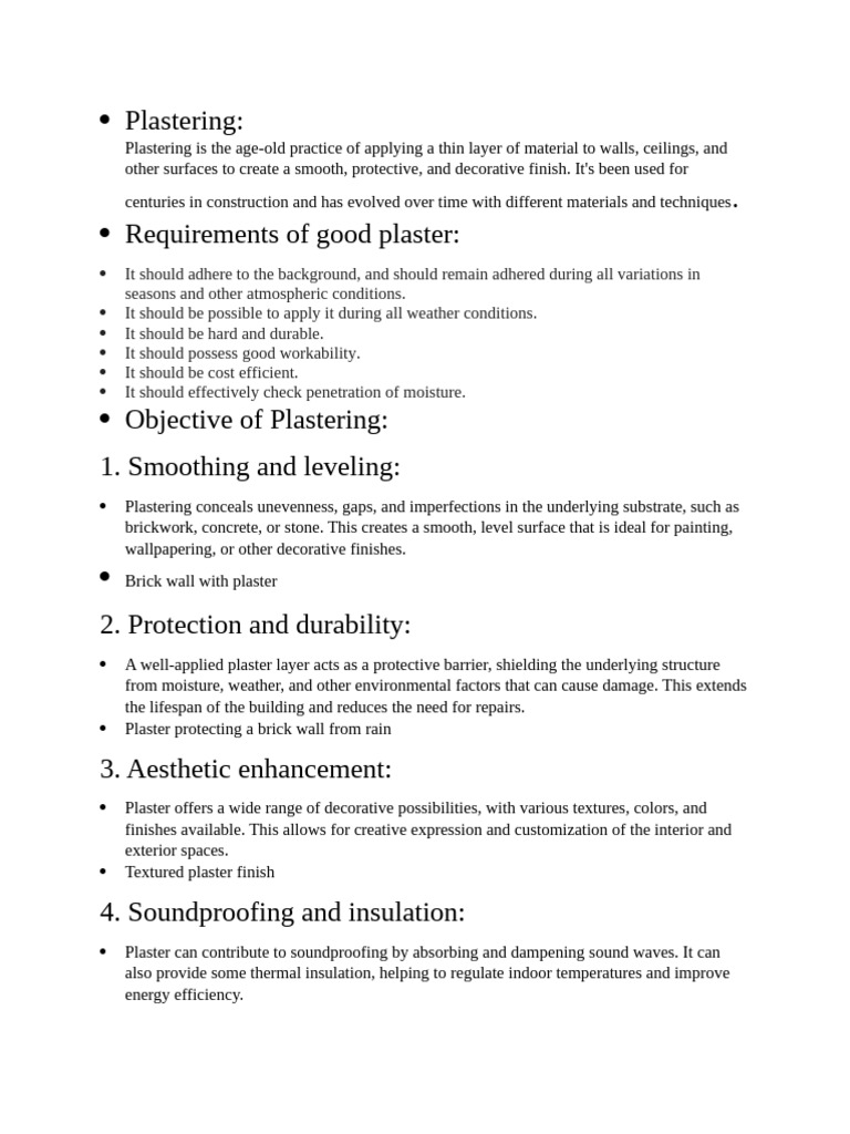 Plastering, Pointing and Interior Finishing | PDF | Plaster | Lime ...