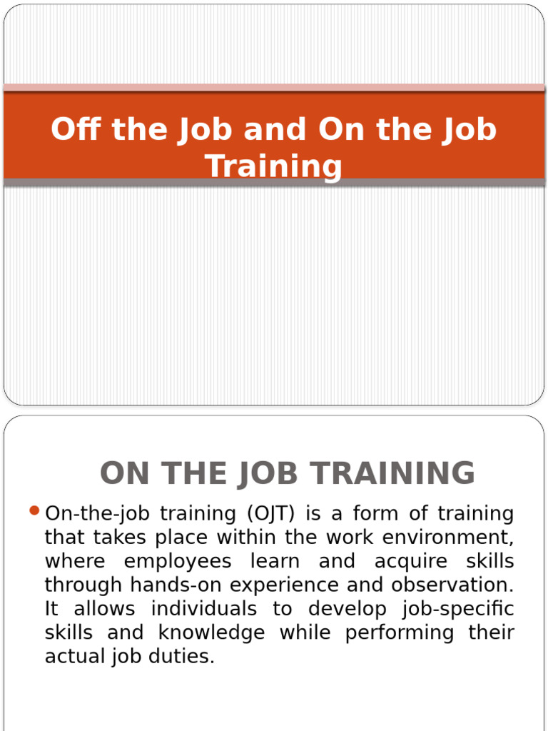 6 On The Job & Off The Job Training | PDF | Lean Manufacturing | Employment