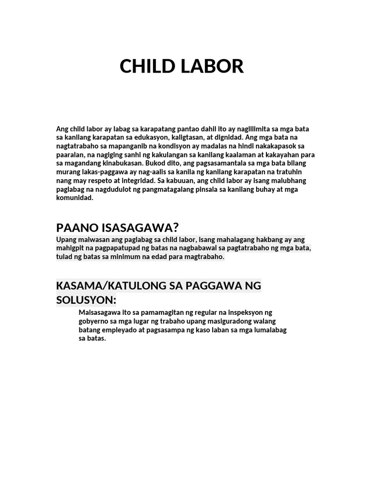 Child Labor | PDF
