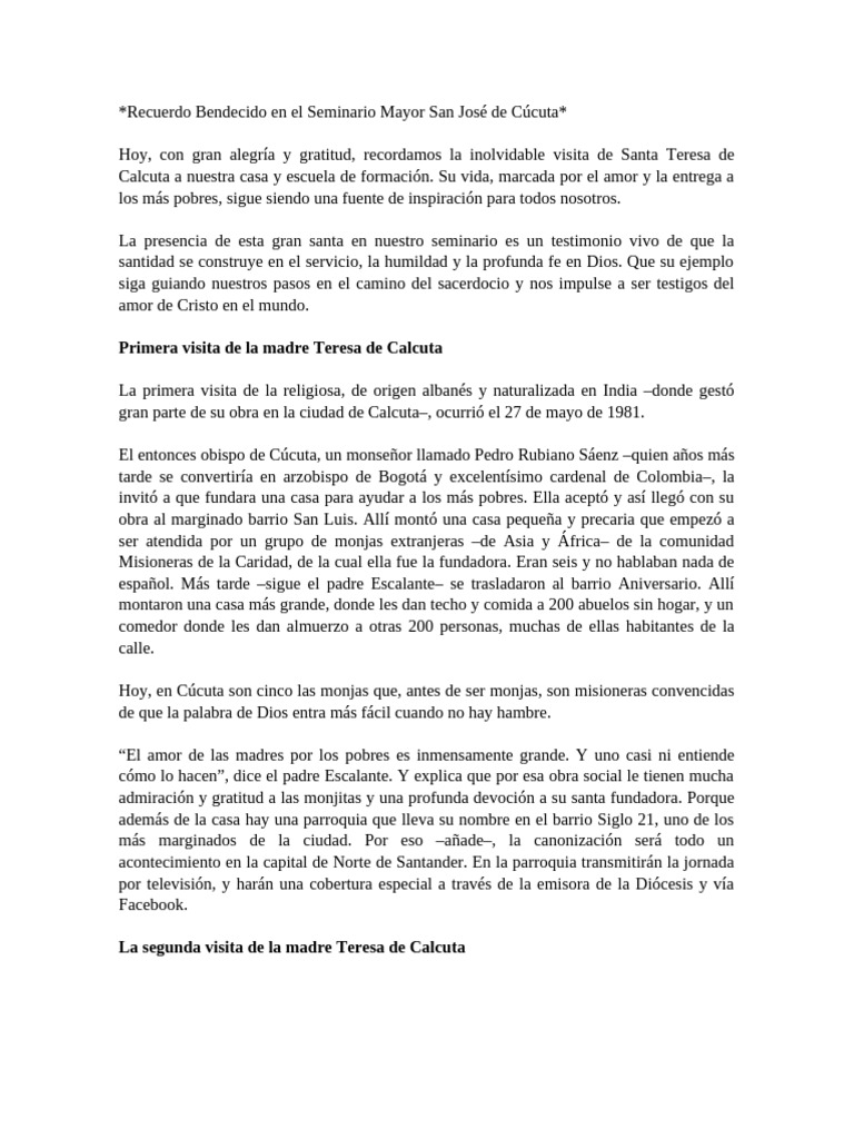 Santa Teresa de Calcuta 2 | PDF | Madre Teresa | Teresa De Ávila