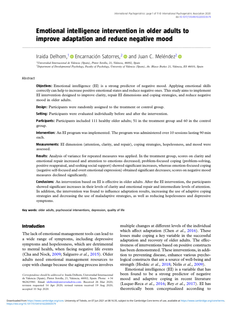 Emotional Intelligence for Seniors | PDF | Emotional Intelligence ...