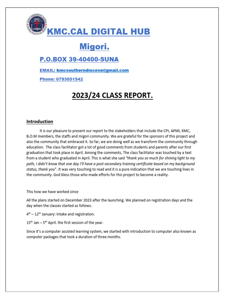 Kmc.cal . Class Report. | PDF