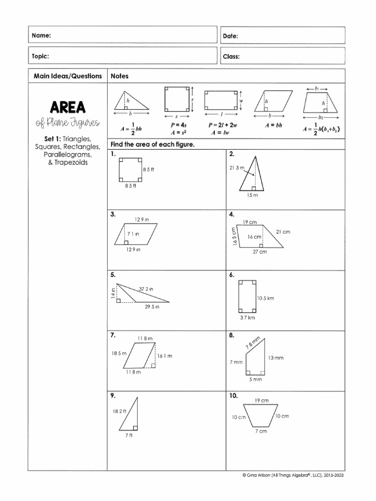 Area of Plane Figures | PDF
