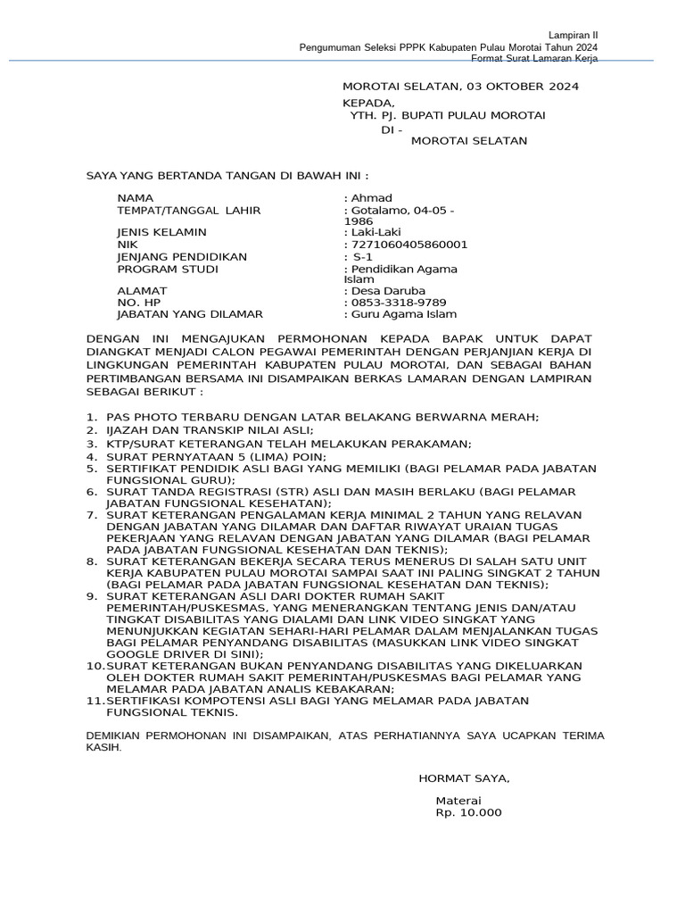 Lampiran Pengumuman PPPK 2024 | PDF