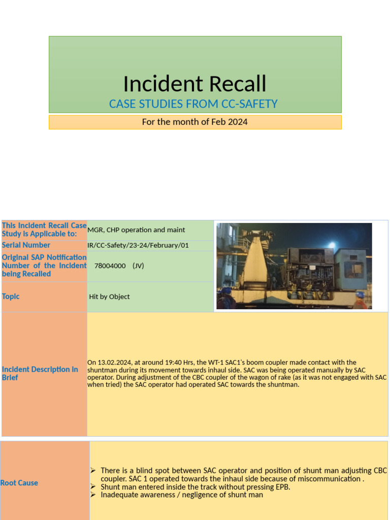 Incident Recall Case Study 1 - Feb 24 | PDF