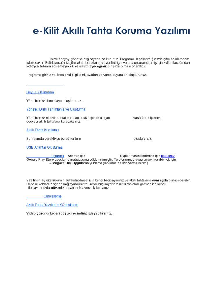 Kurulum Bilgileri | PDF