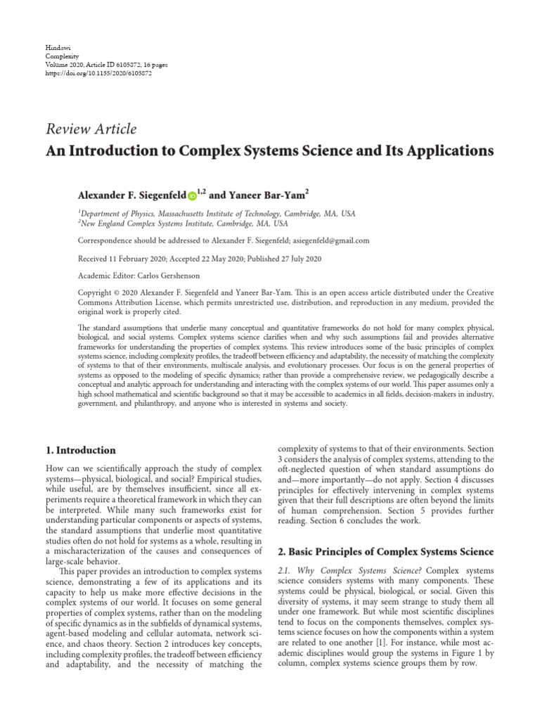 An Introduction To Complex Systems Science and Its | PDF | System ...
