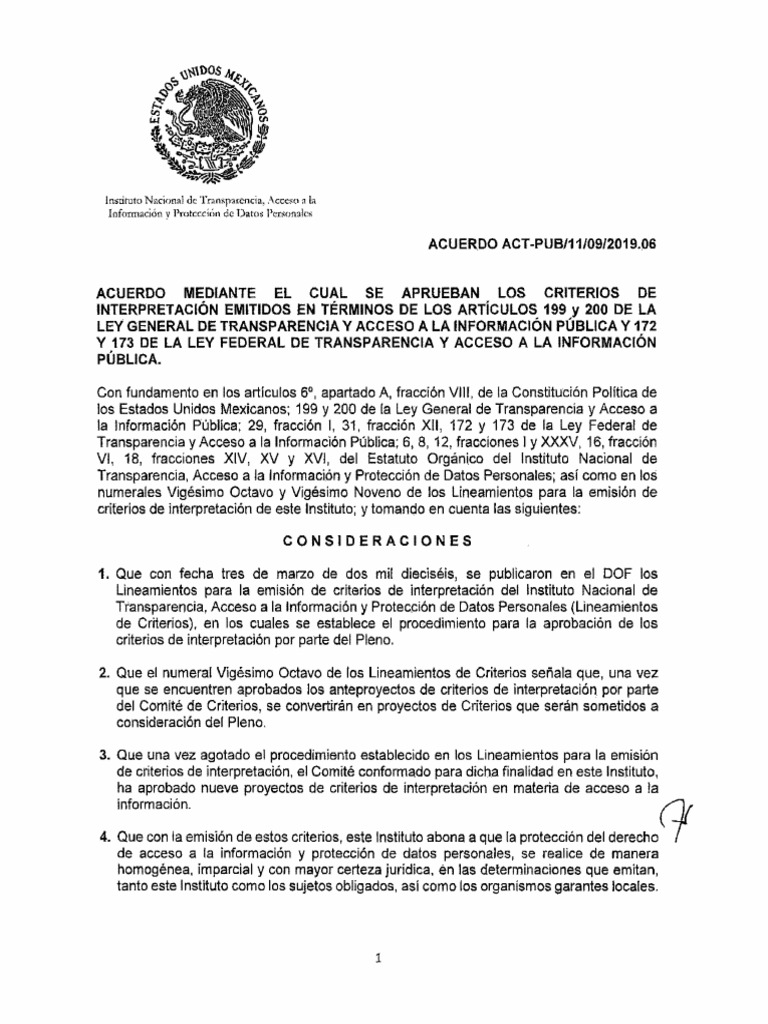 Acuerdo Mediante El Cual Se Aprueban Los Criterios de Interpretación ...