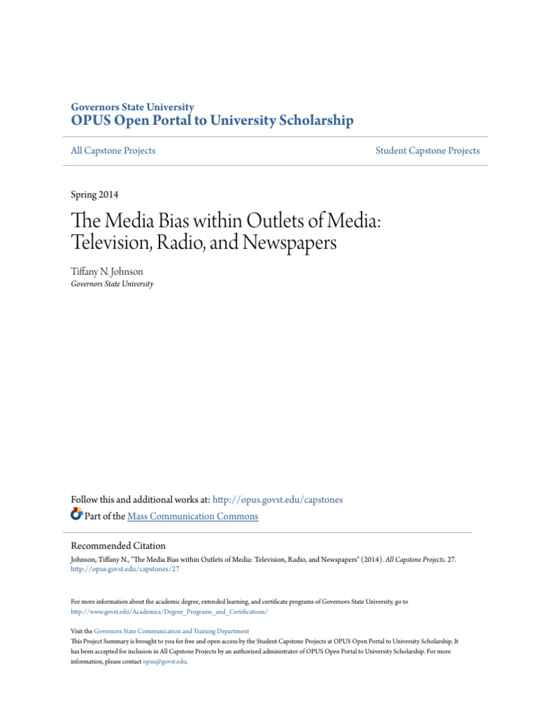 The Media Bias Within Outlets of Media - Television Radio and Ne | PDF ...