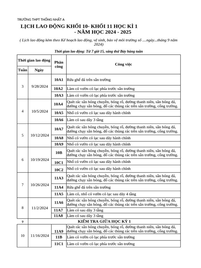 LỊCH-LAO-ĐỘNG-HKI-2024-2025 | PDF