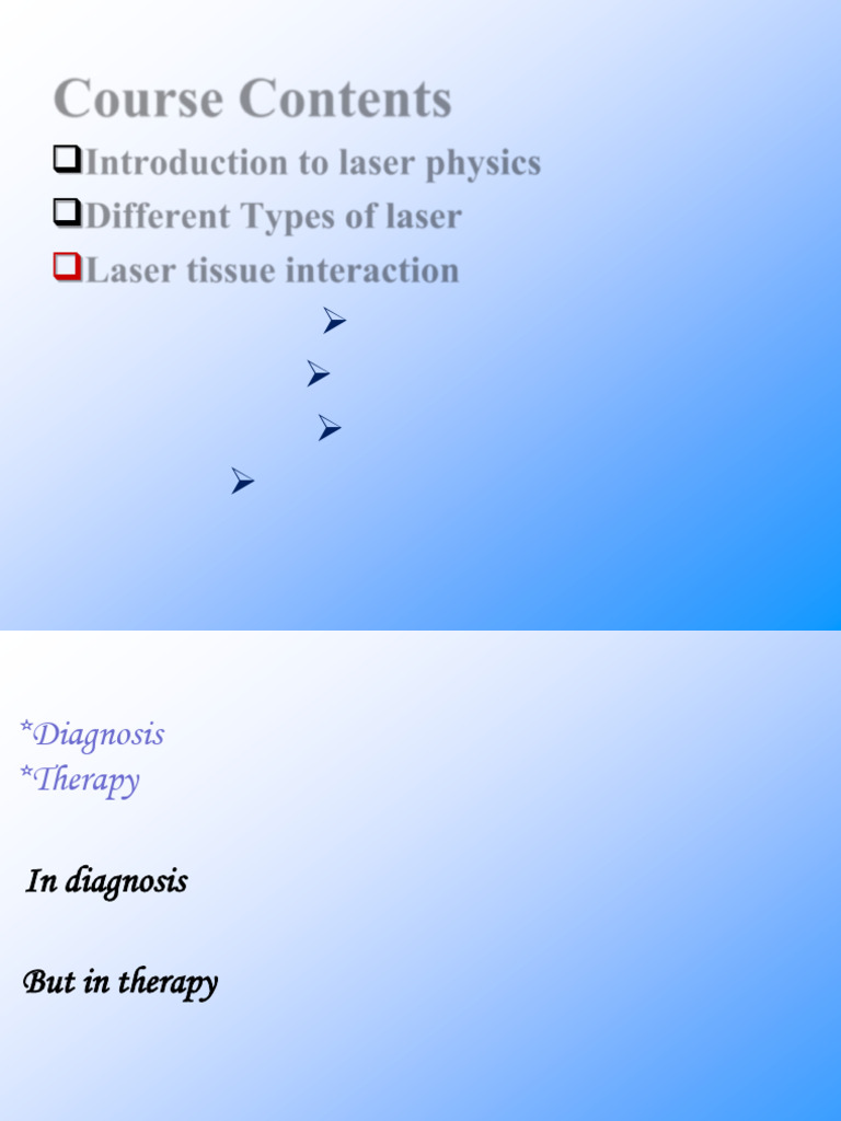1st Laser Tissue Interaction | PDF | Laser | Ultraviolet