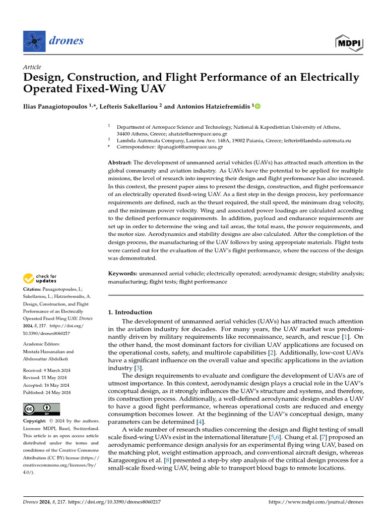 Drones 08 00217 v2 | PDF | Drag (Physics) | Unmanned Aerial Vehicle