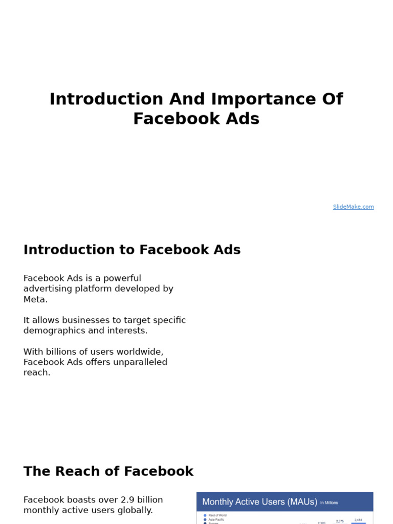 Introduction and Importance of Facebook Ads | PDF | Advertising | Facebook