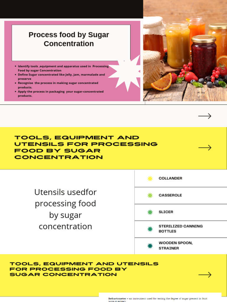 Process-foor-by-Sugar-concentration | PDF | Fruit Preserves | Food Science