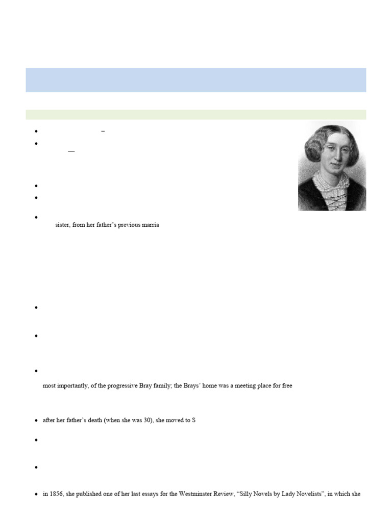 George Eliot: Victorian Novelist Biography | PDF | George Eliot ...