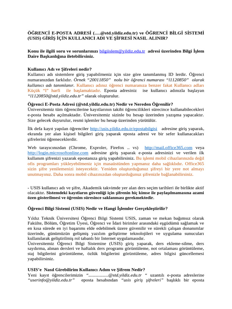 6-Ogrencı E-Posta Adresı Ve USIS Kullanıcı Adı Ve Sıfre Alınması | PDF