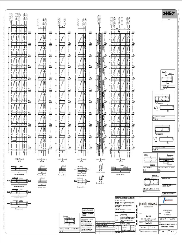 Torre 2 - EST - Plano - 06 - ALZADAS ESTRUCTURALES Y DETALLES - TORRE 2 | PDF