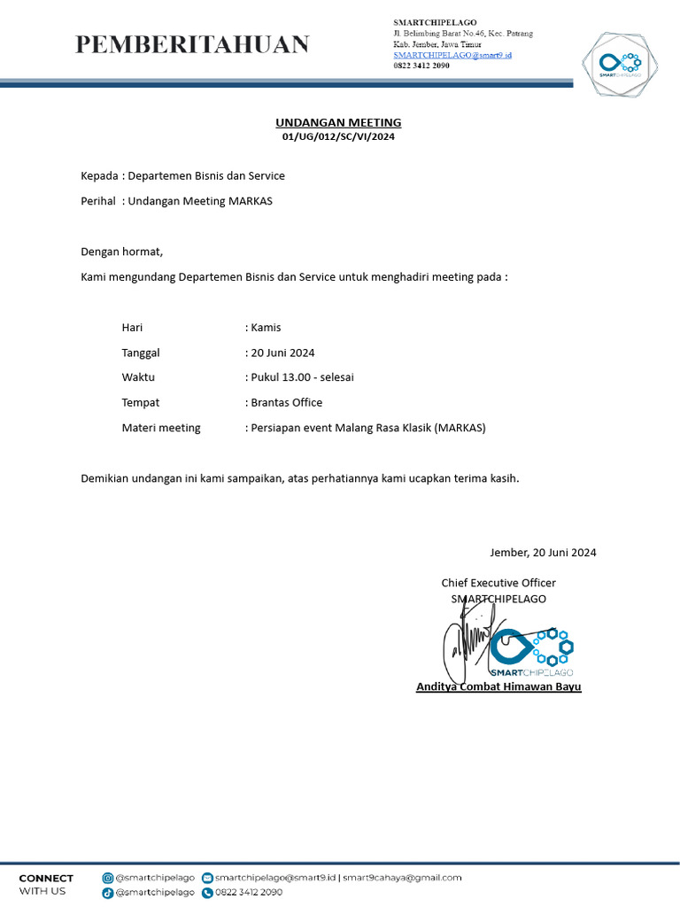 Undangan Meeting Persiapan MARKAS | PDF