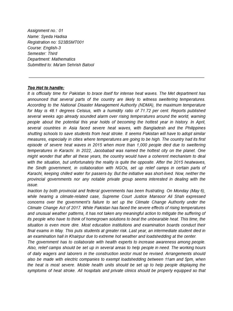 Pakistan's Heat Wave Crisis 2023 | PDF | Heat Wave | Natural Environment