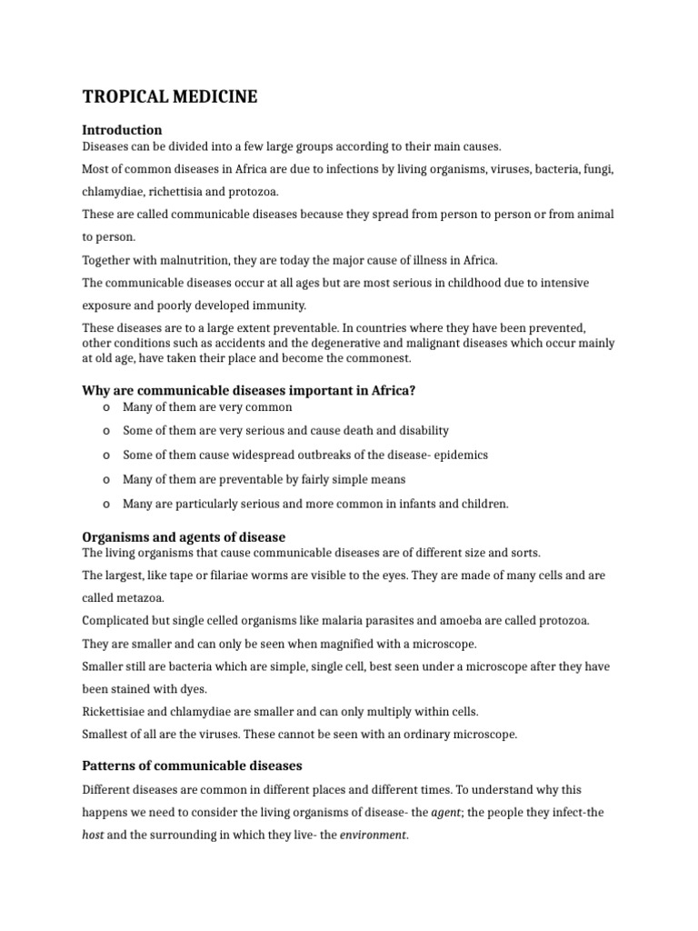 Tropical Medicine Revised Notes-1-1 | PDF | Tuberculosis | Malaria