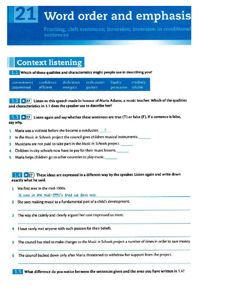 21 WORD ORDER AND EMPHASIS | PDF