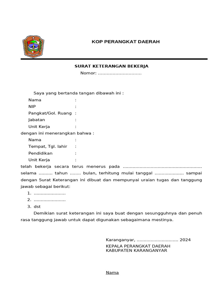 Contoh Surat Keterangan, Surat Lamaran, Surat Pernyataan | PDF