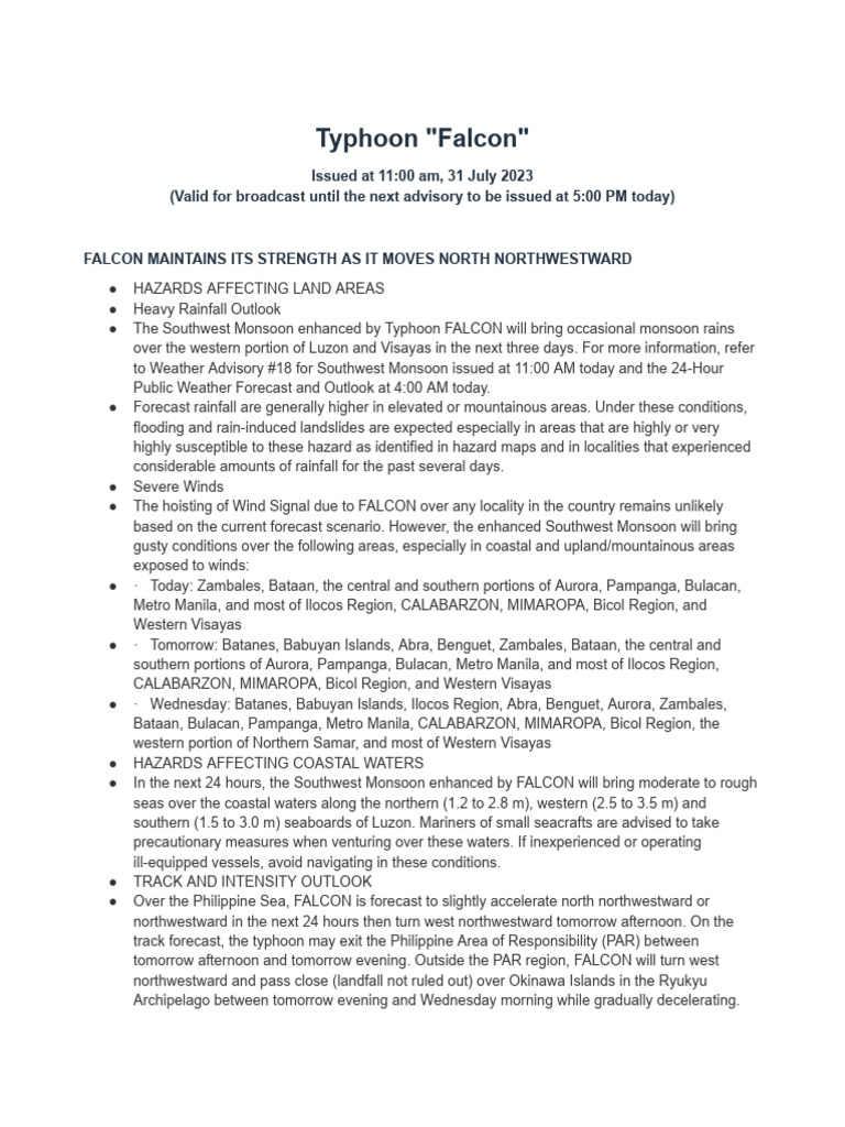 Typhoon Falcon | PDF | Rain | Typhoon