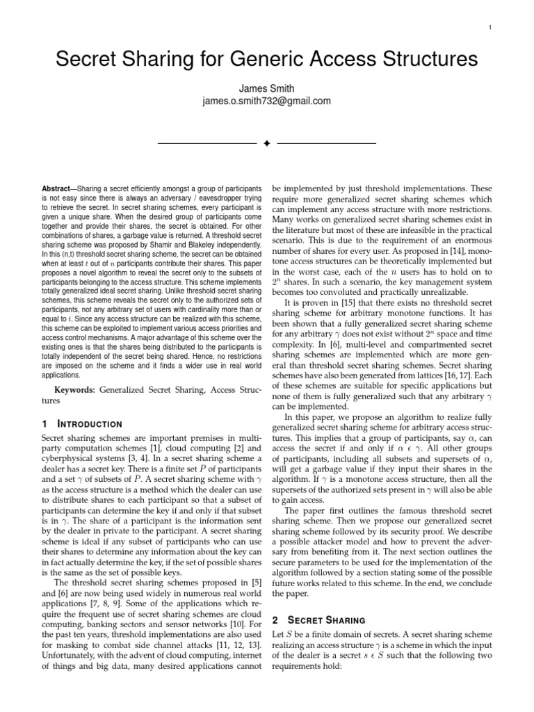 Generalized Secret Sharing Algorithm | PDF | Equations | Polynomial