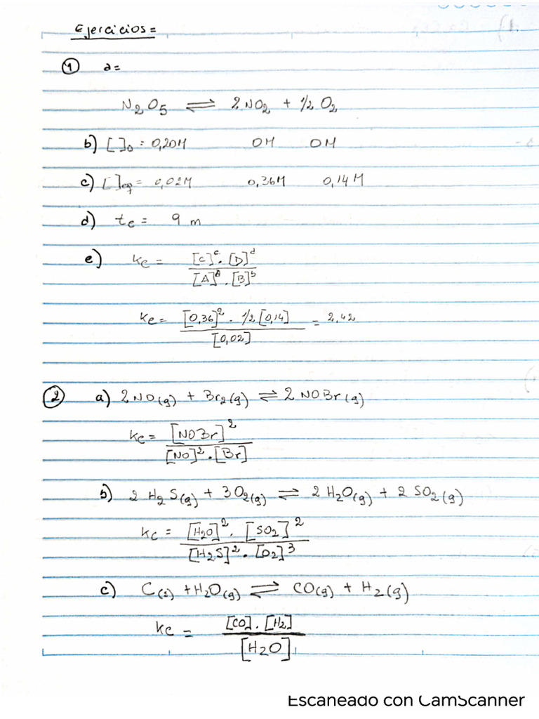 Ejercicios de Equilibrio Quimico | PDF
