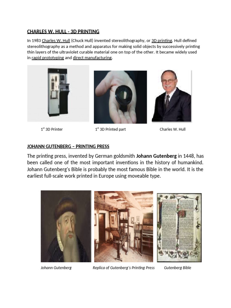 Innovators Behind Key Inventions | PDF