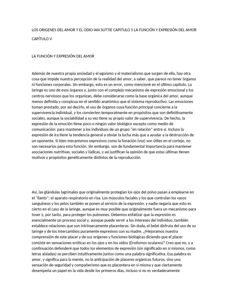 Los Origenes Del Amor y El Odio Ian Suttie Capitulo 5 La Función y ...