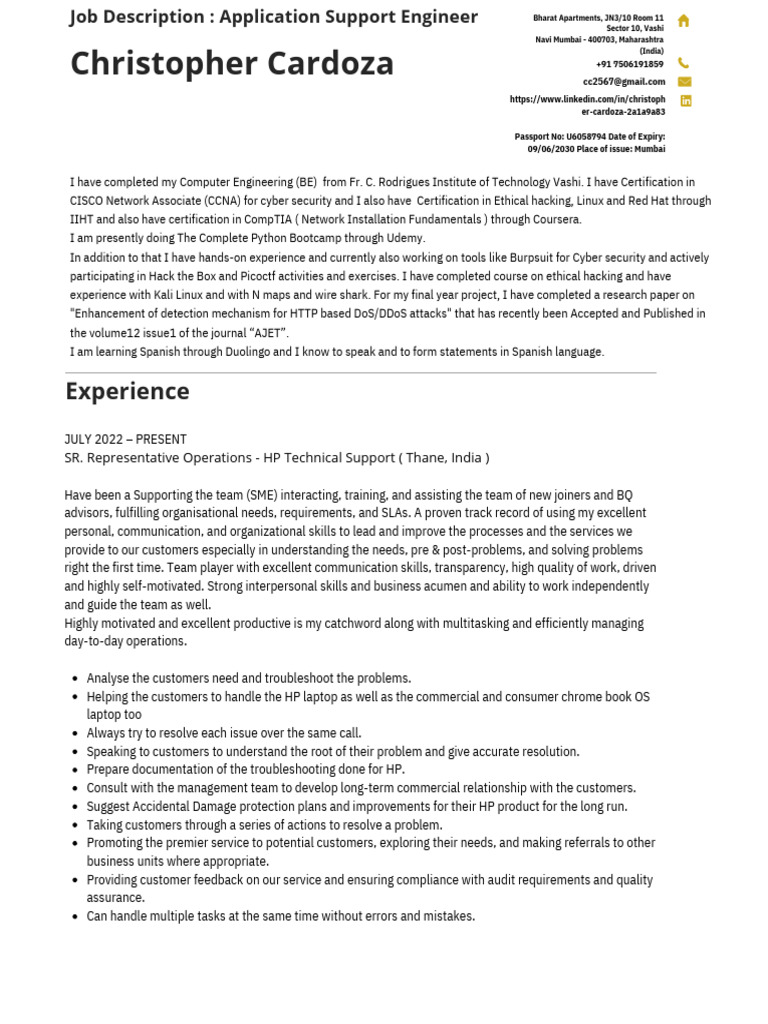 Christopher Cardoza Resume Magazine | PDF | Denial Of Service Attack ...