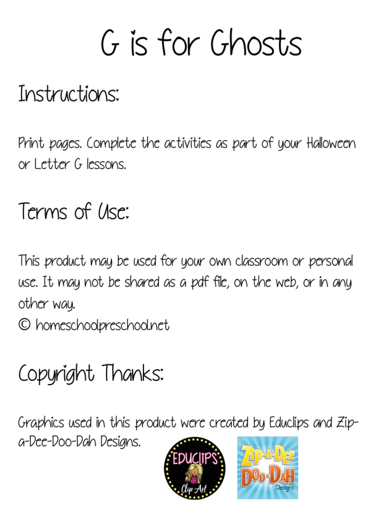 Ghost Preschool Printable | PDF