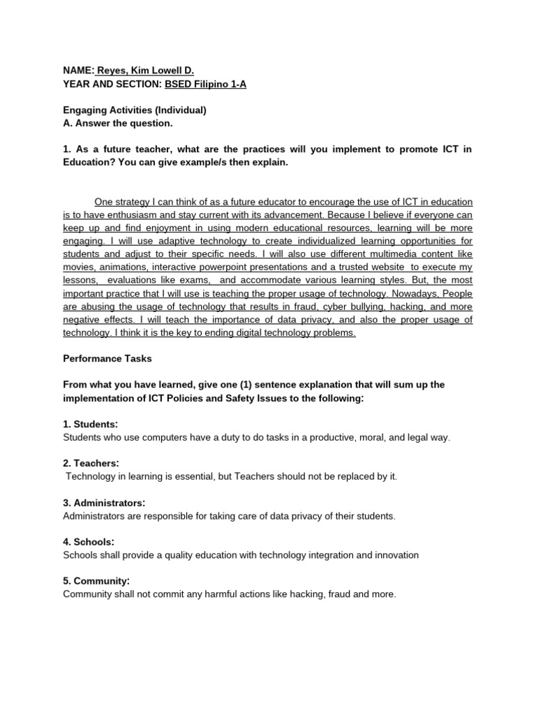Profed-3 Reyes Kim Lowell D. Activity-2 | PDF | Career & Growth | Computers