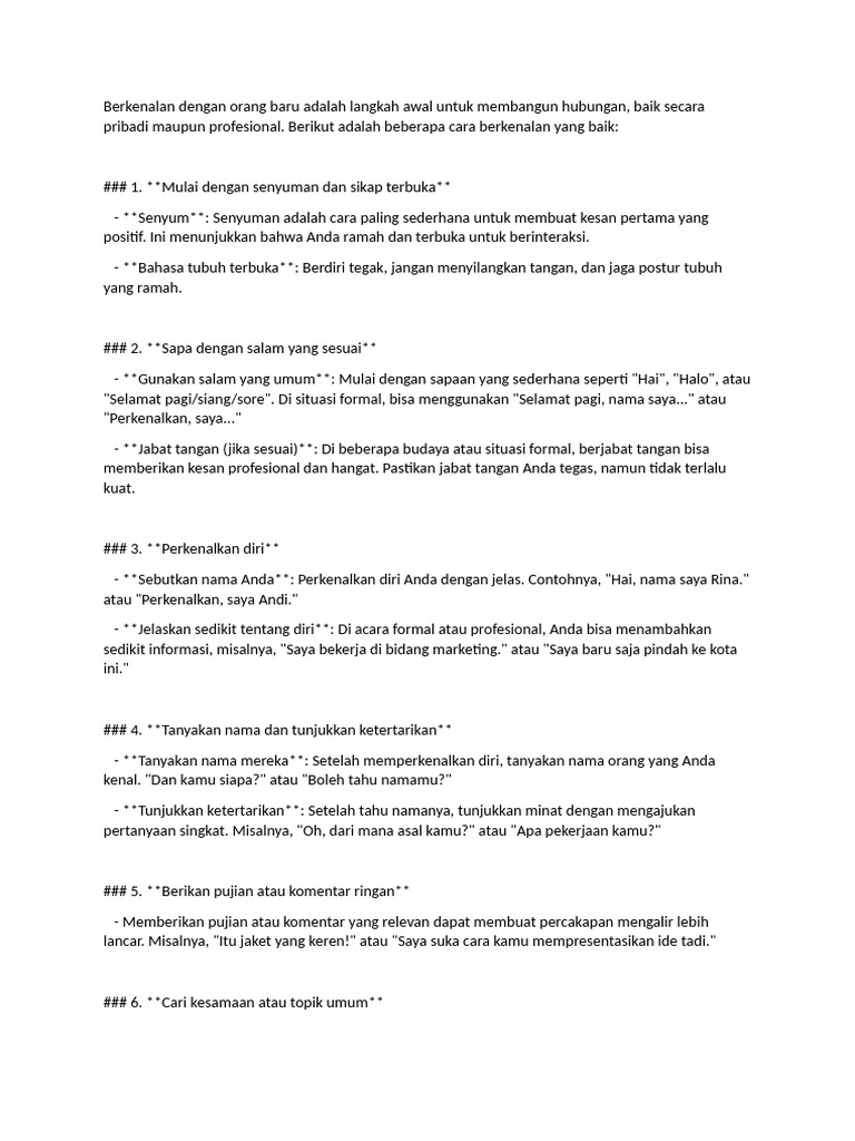 Cara Berkenalan | PDF