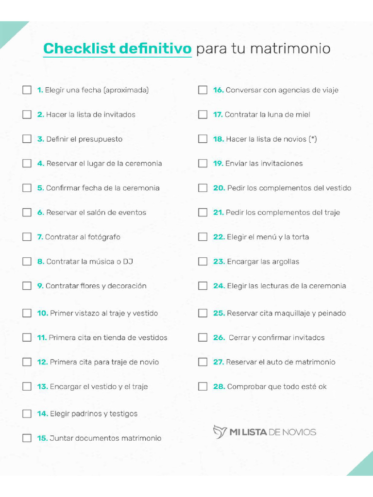 Checklist Matrimonio | PDF