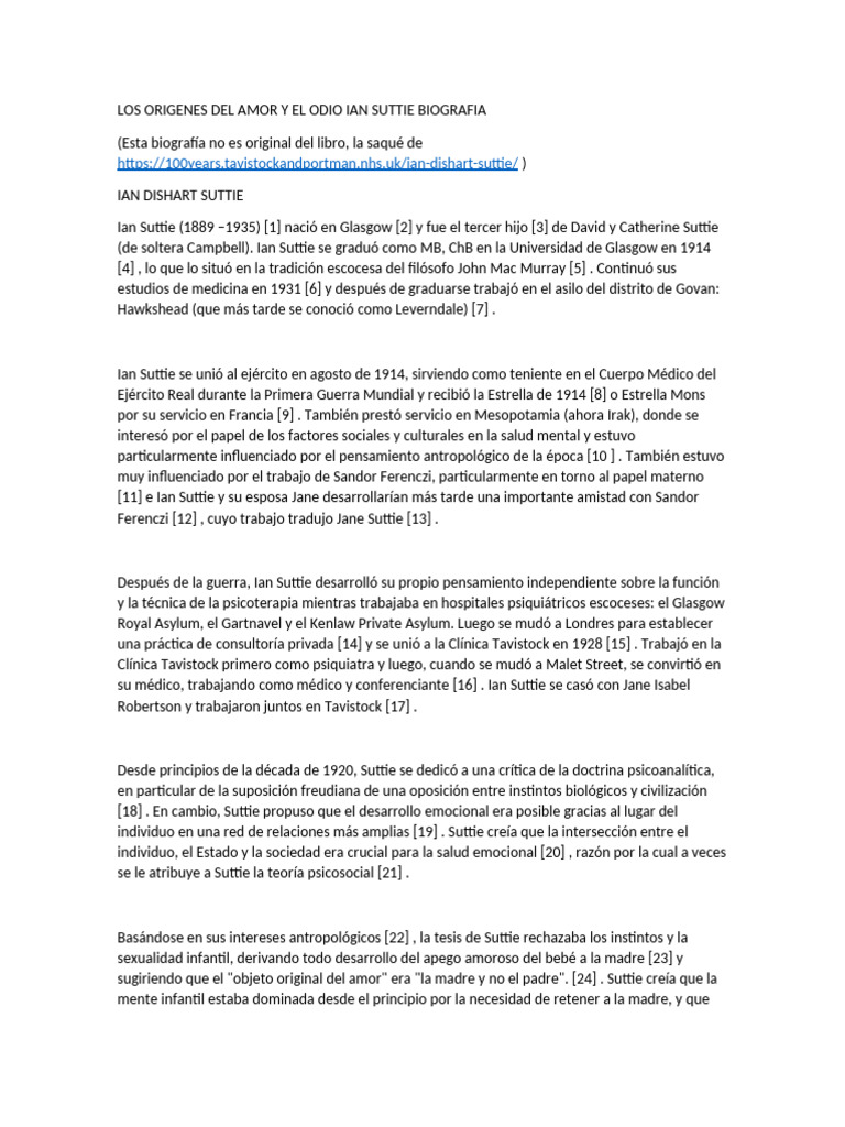 Los Origenes Del Amor y El Odio Ian Suttie Biografia | PDF | Teoría de ...
