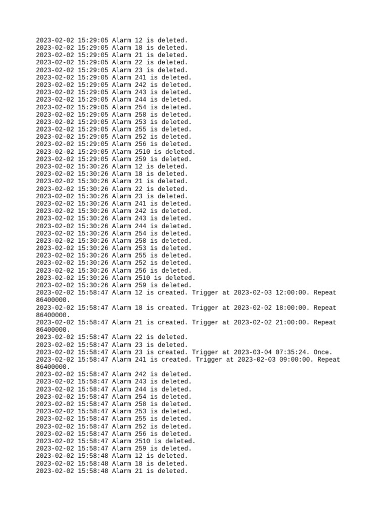 Alarm Deletion and Creation Log | PDF