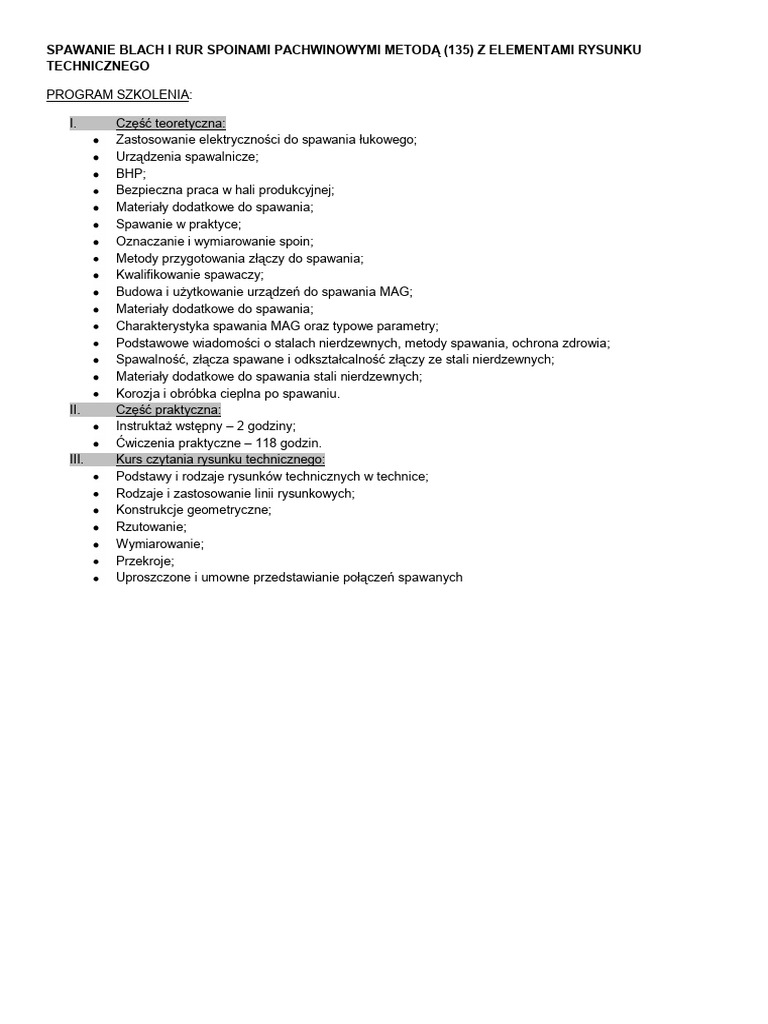 Spawanie Blach I Rur Spoinami Pachwinowymi Metoda 135 | PDF