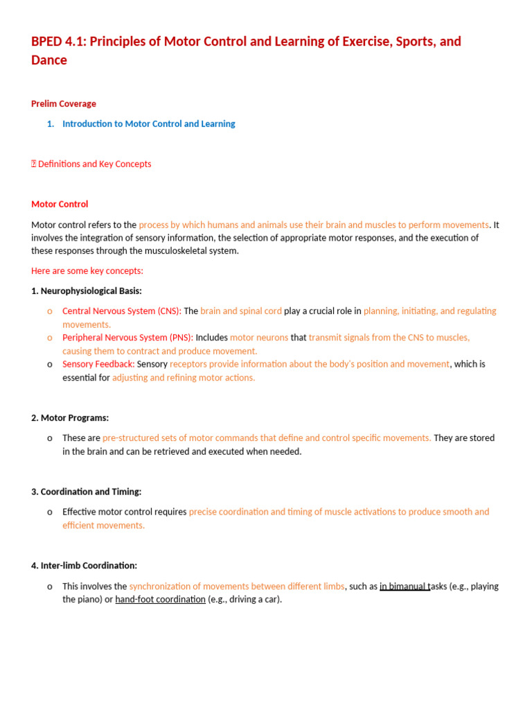 BPED 4-PRELIM | PDF | Motor Neuron | Nervous System