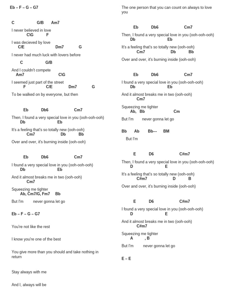 Very Special Love Lyrics and Chords | PDF