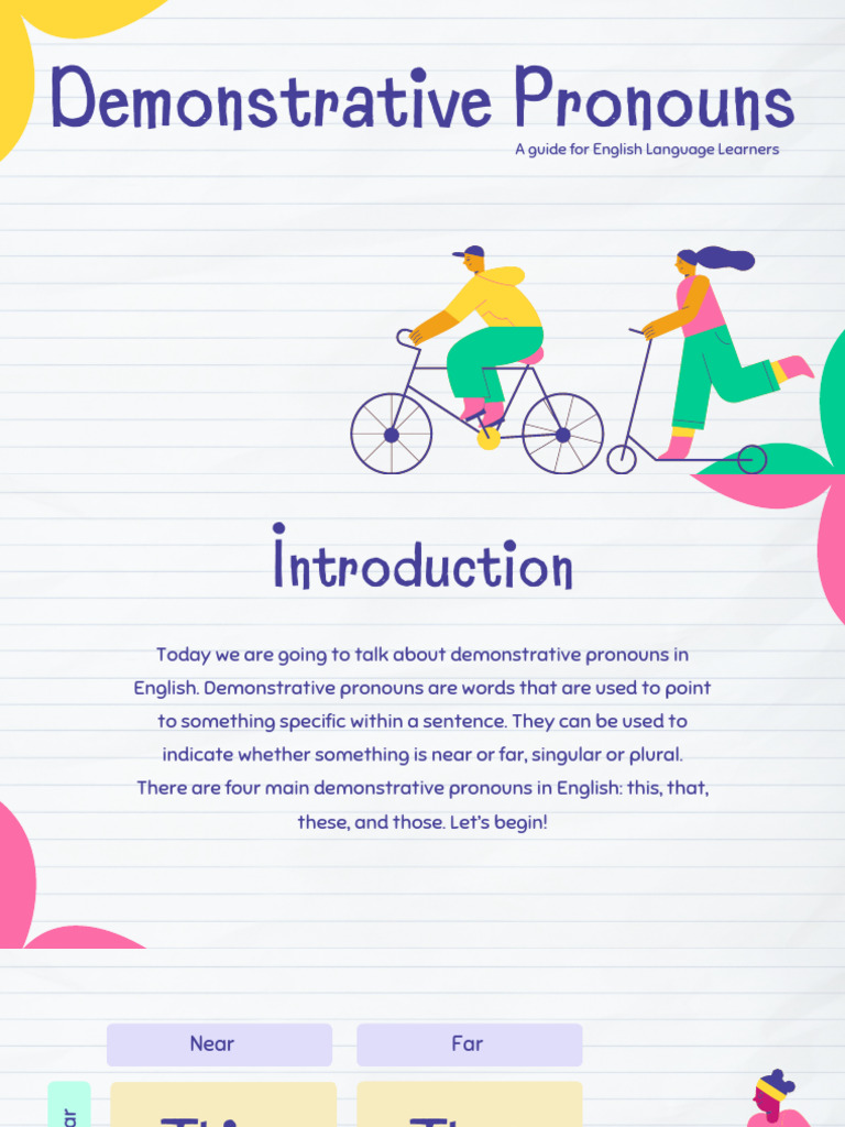 Demonstrative Pronouns Presentation in Green Pink and Yellow ...