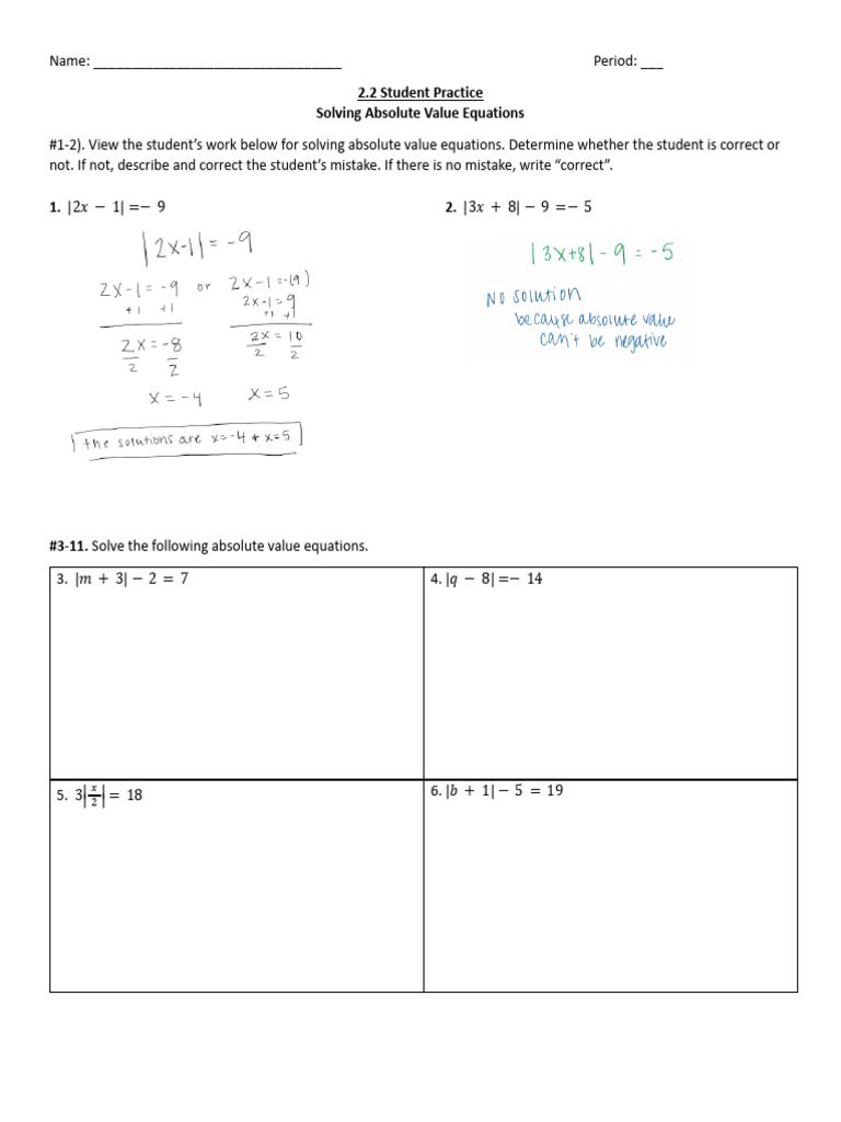 2.2 SP Dport Solving Absolute Value Equations | PDF